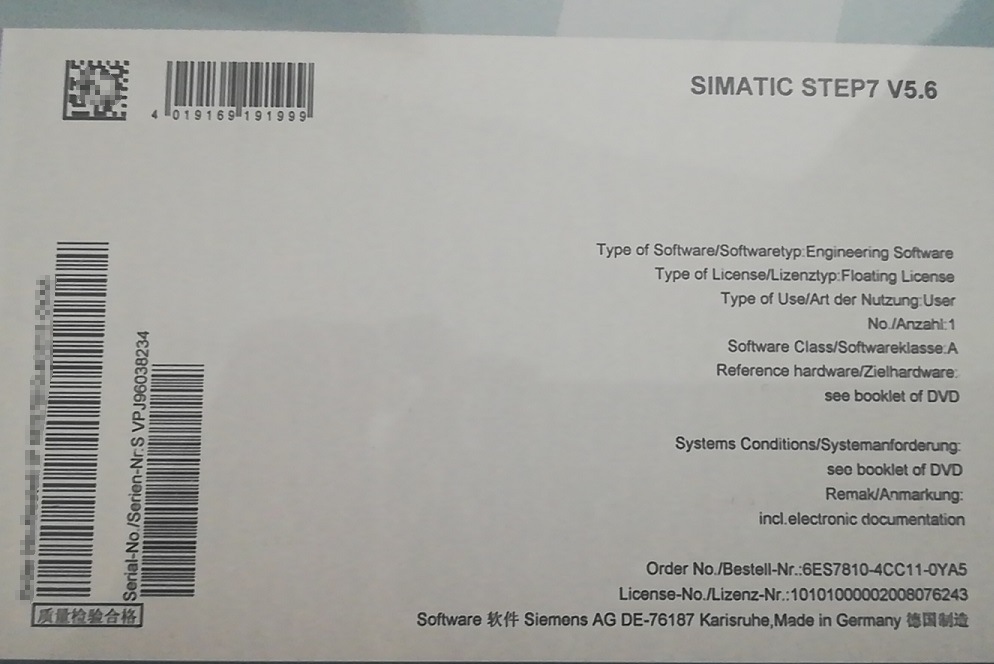 Engineering Software 6es7810-4cc11-0ya5 Step 7 V5.6 with Floating License